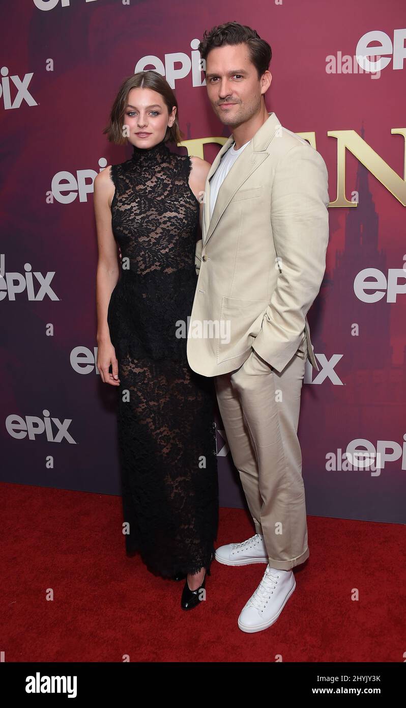 Emma Corrin and Ben Aldridge attending the Pennyworth premiere held at ...