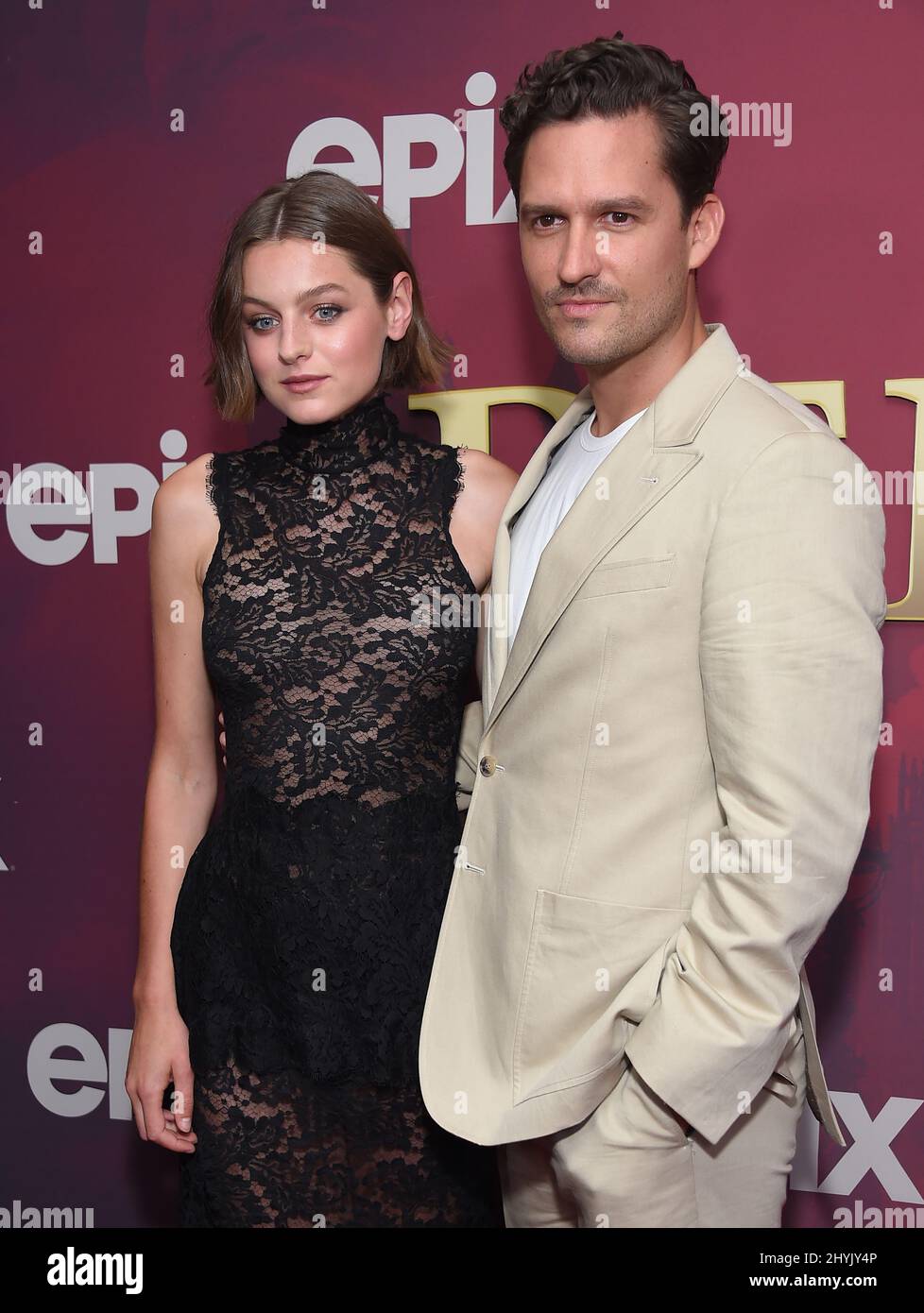 Emma Corrin and Ben Aldridge attending the Pennyworth premiere held at ...
