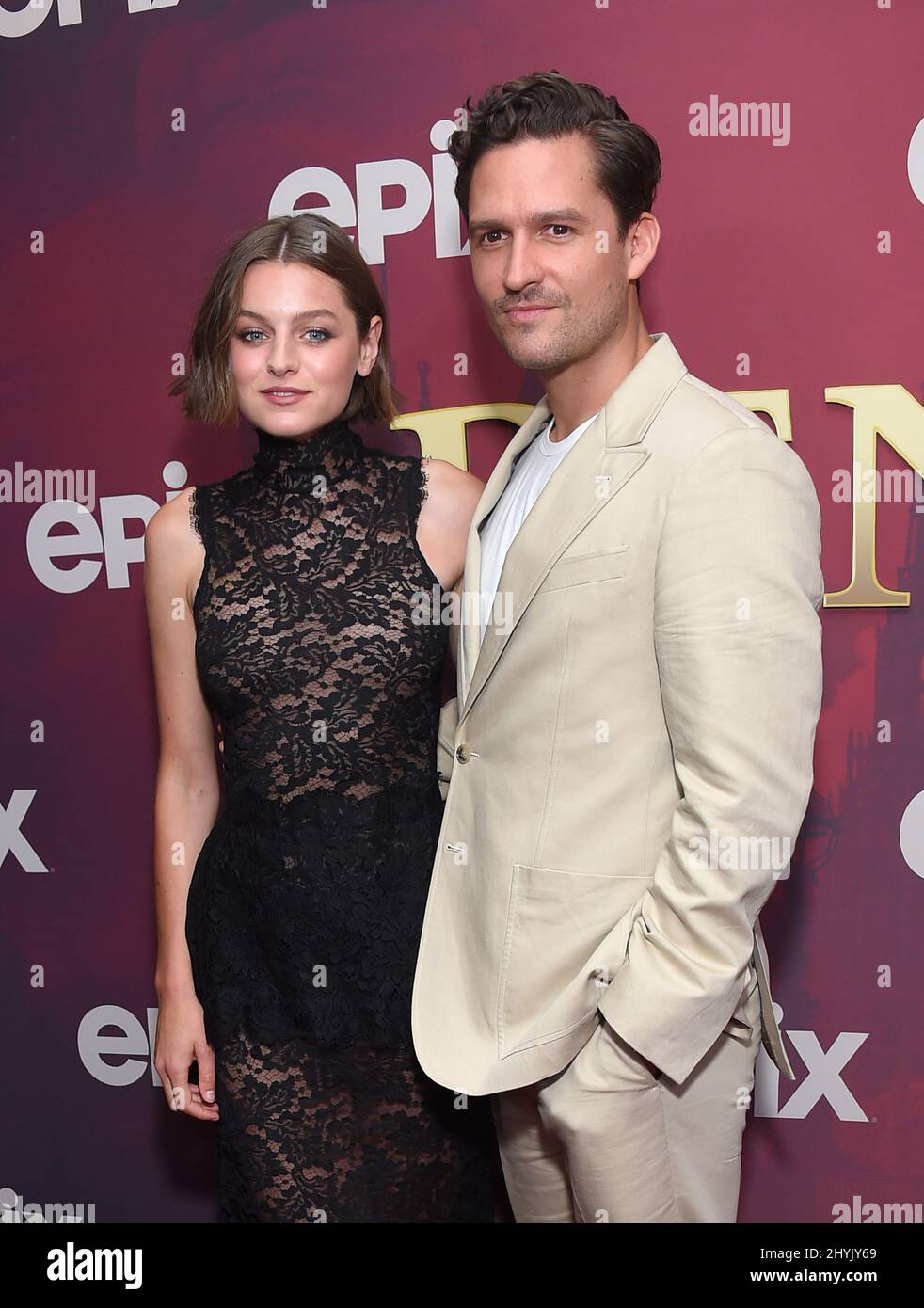 Emma Corrin and Ben Aldridge attending the Pennyworth premiere held at ...
