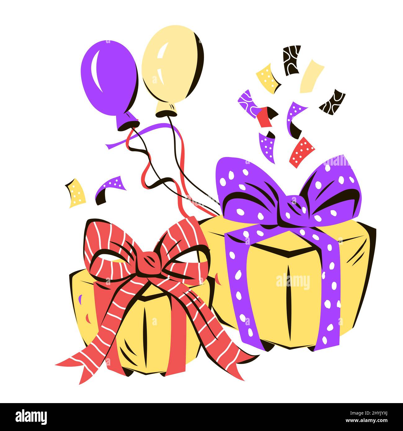 Gift boxes and balloons for celebration, holiday or birthday topic ...
