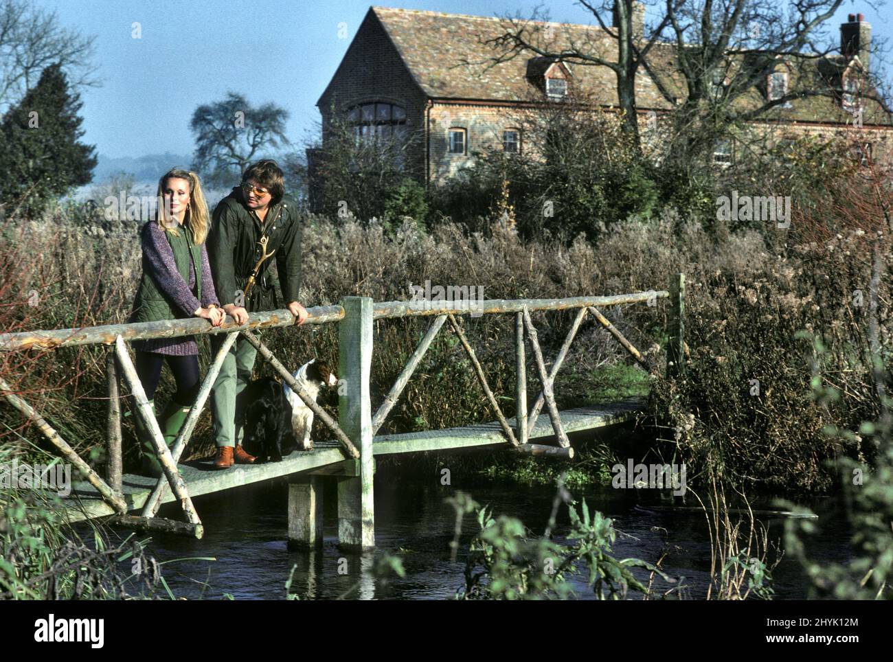 Greg Lake with his wife and dog at his home in Hampshire 1981 Stock ...