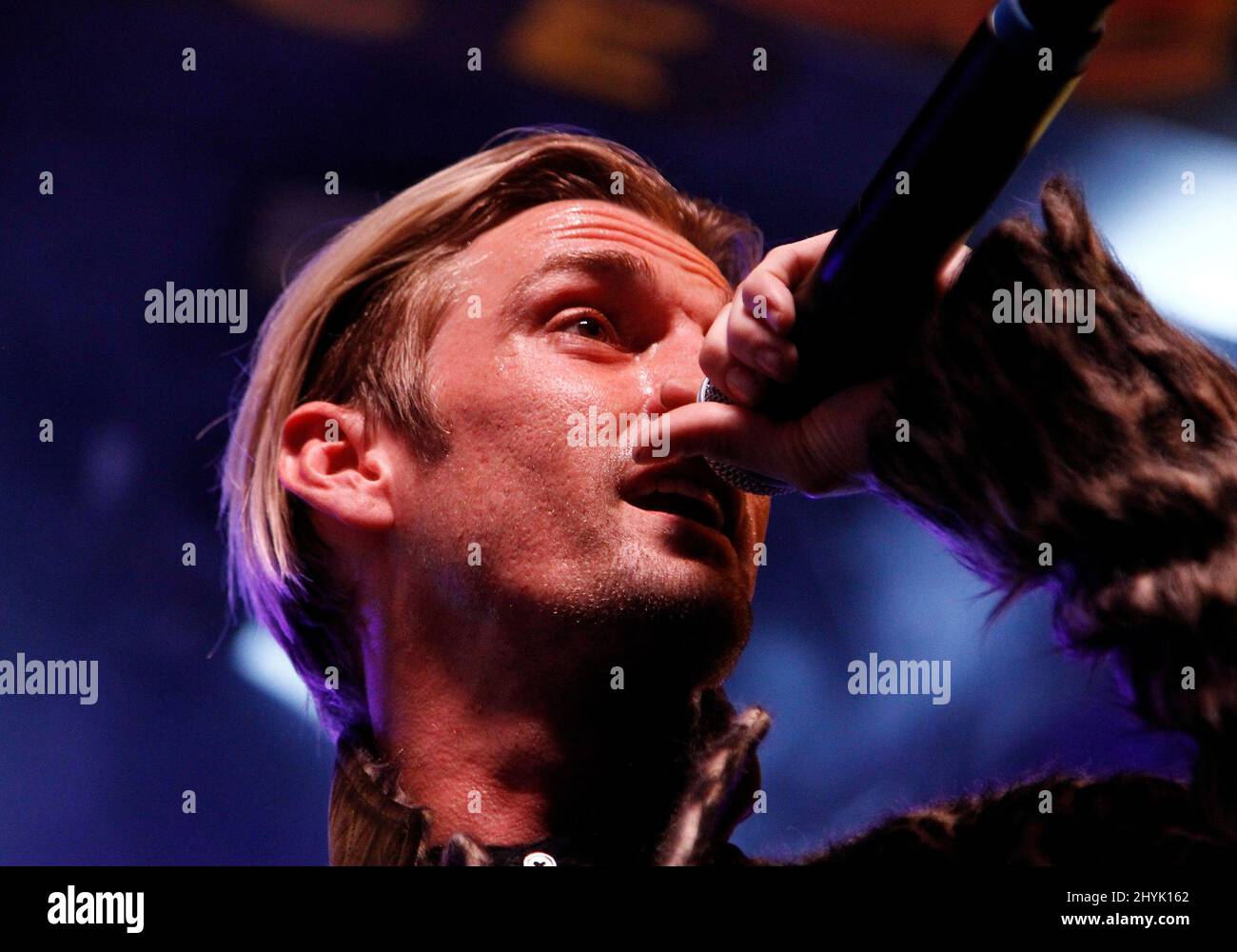 Aaron Carter performing onstage at the Pop 2000 Tour concert held at ...