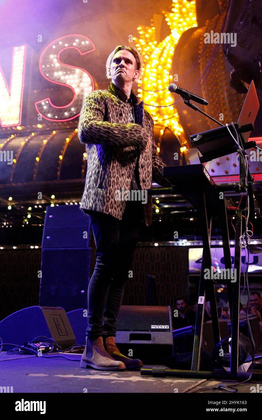 Aaron Carter performing onstage at the Pop 2000 Tour concert held at ...