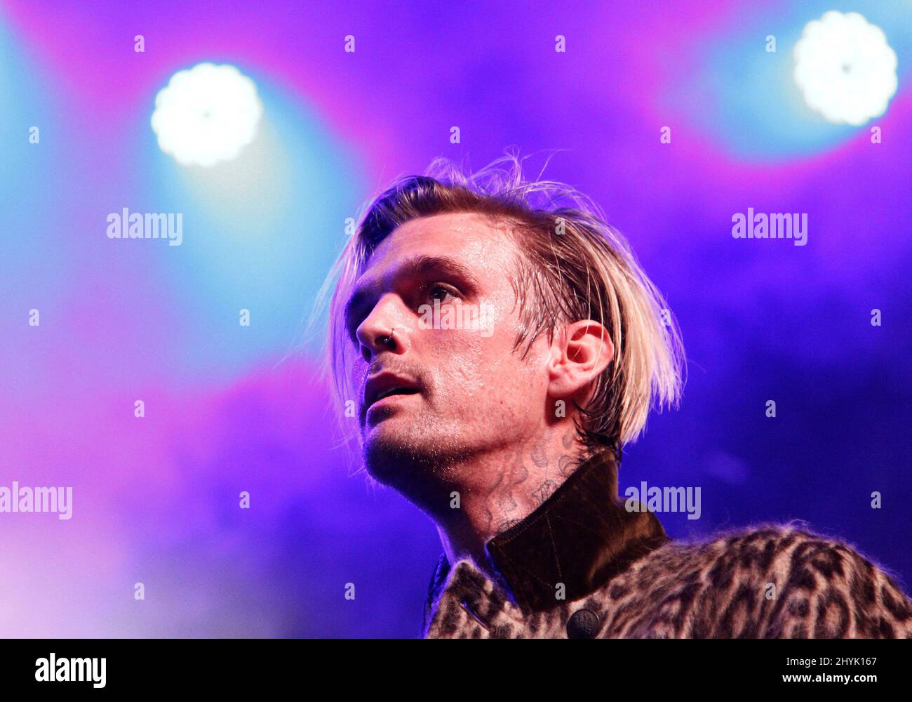 Aaron Carter performing onstage at the Pop 2000 Tour concert held at ...