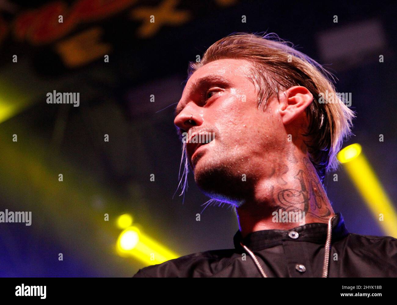 Aaron Carter performing onstage at the Pop 2000 Tour concert held at ...
