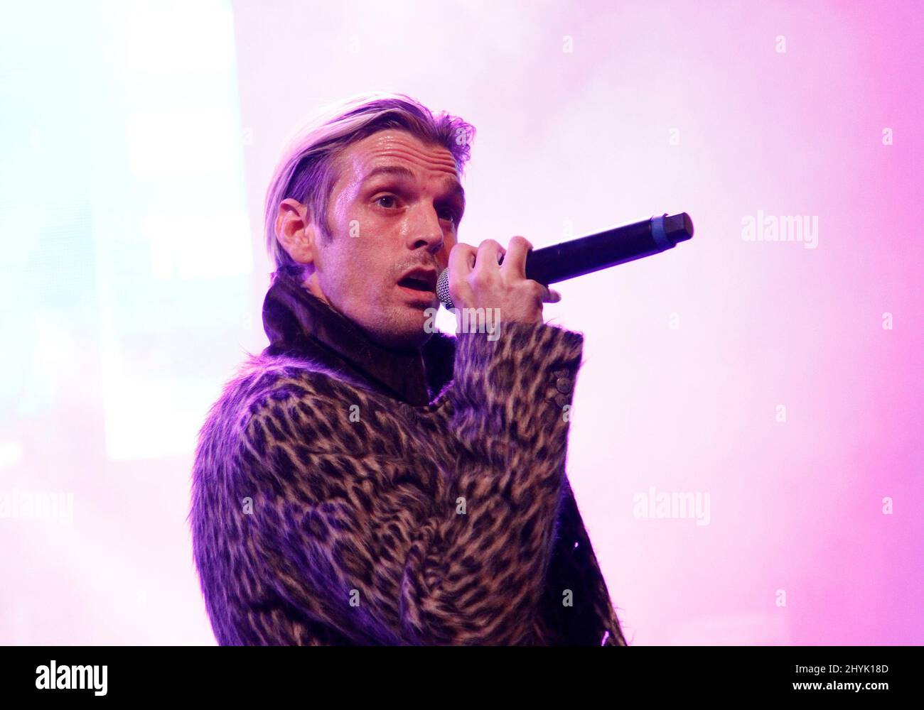 Aaron Carter performing onstage at the Pop 2000 Tour concert held at ...