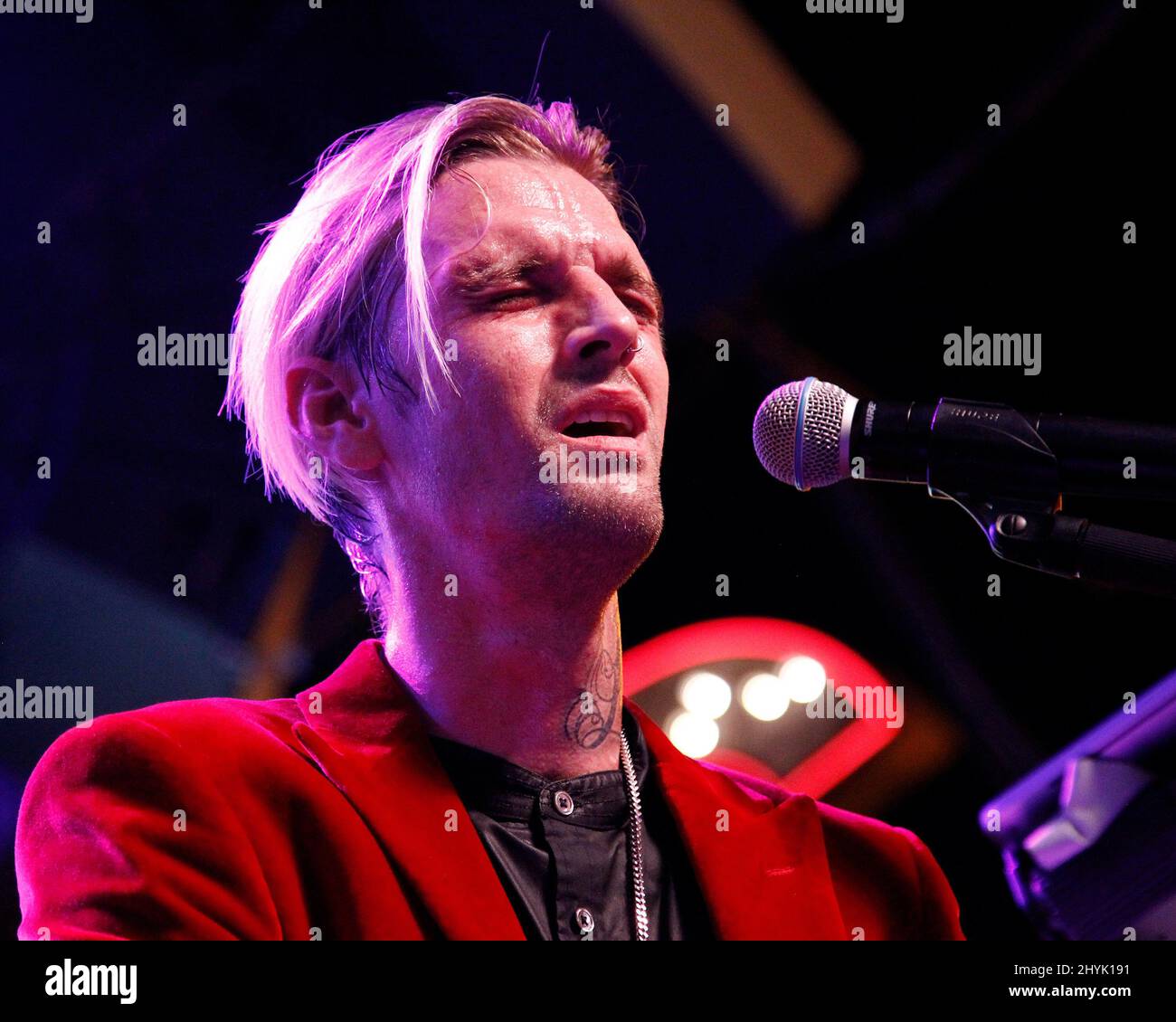 Aaron Carter performing onstage at the Pop 2000 Tour concert held at ...