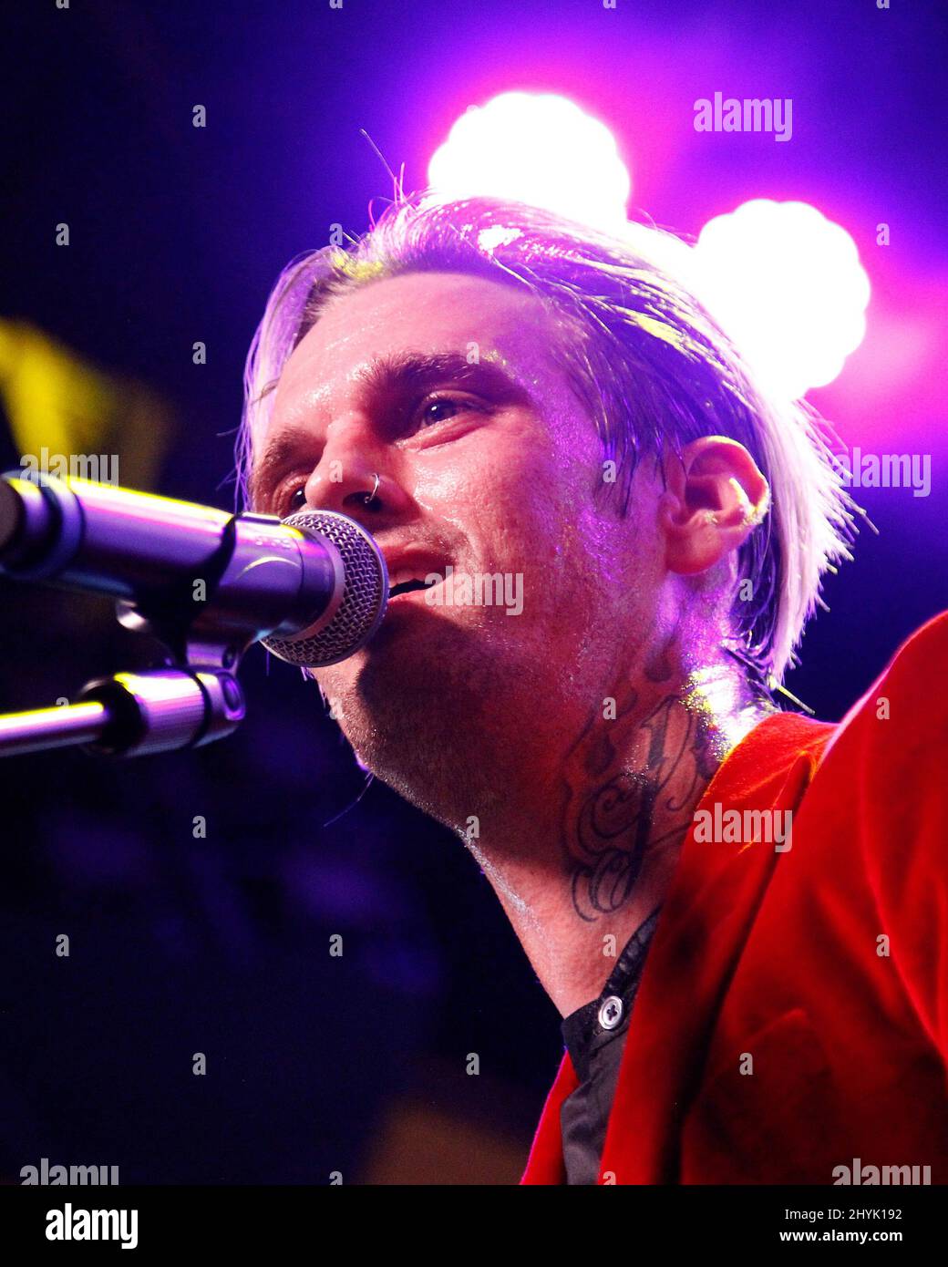 Aaron Carter performing onstage at the Pop 2000 Tour concert held at ...