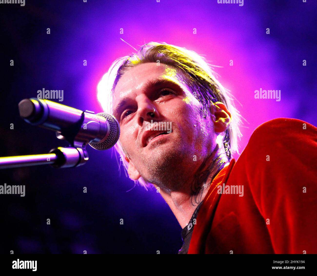Aaron Carter performing onstage at the Pop 2000 Tour concert held at ...