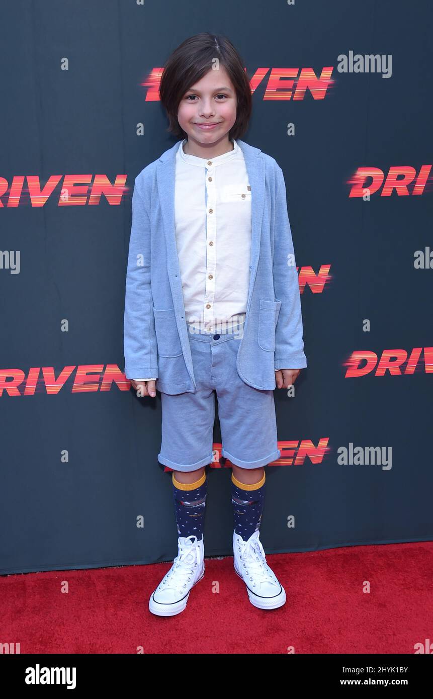 Asher Miles Fallica attending the premiere of Driven, in Los Angeles ...