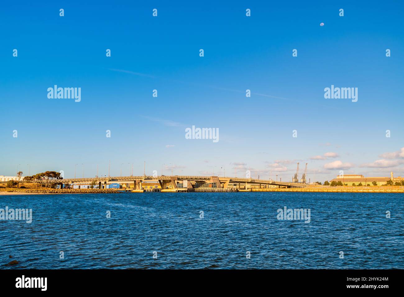 Bridge across Port River at sunset in Port Adelaide, South Australia ...