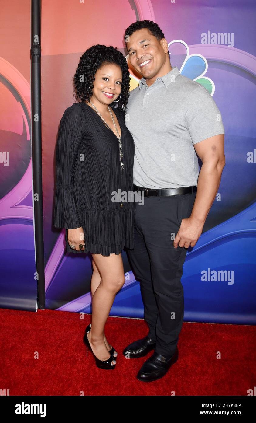 Tymberlee Hill and Geno Segers attending the 2019 NBC TCA Press Tour ...