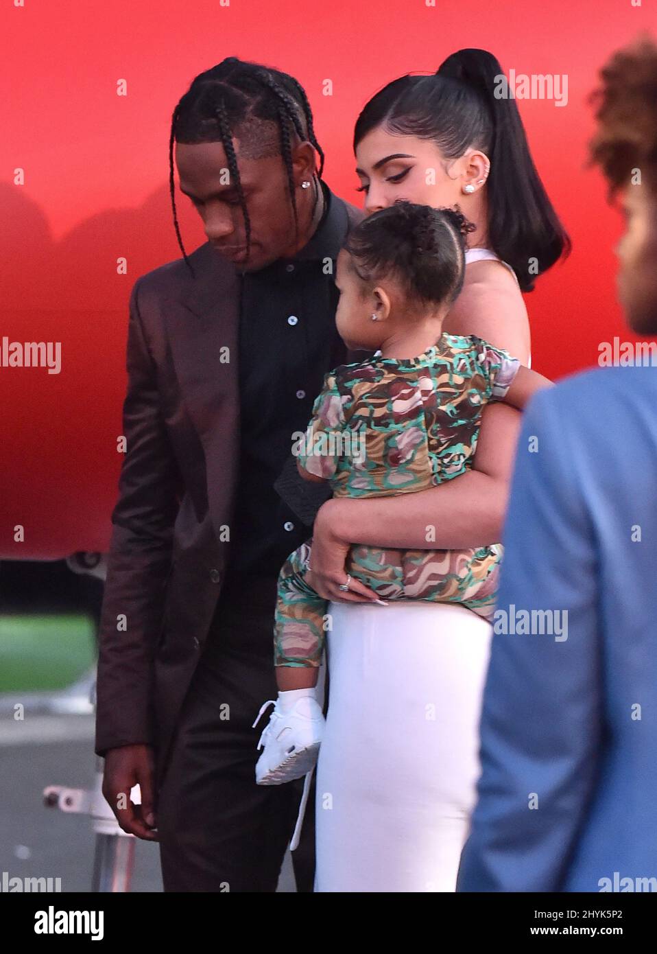Travis Scott, Kylie Jenner and Stormi Webster arriving to the Netflix ...