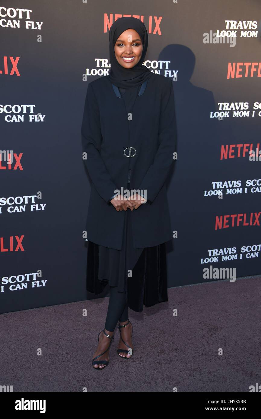 Halima Aden arriving to the Netflix' Premiere 'Travis Scott: Look Mom I ...