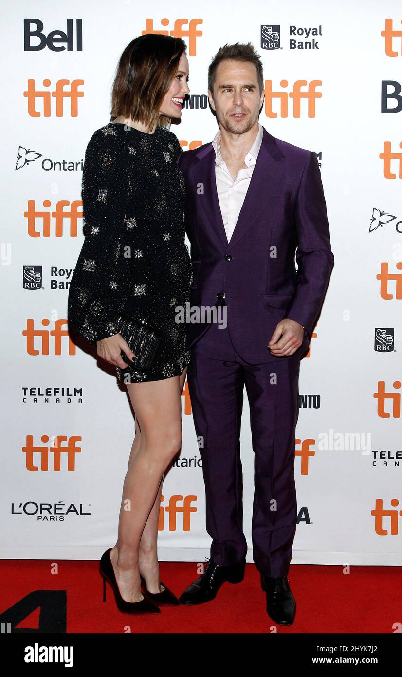 Leslie Bibb and Sam Rockwell arrives at the premiere of "Jojo Rabbit ...