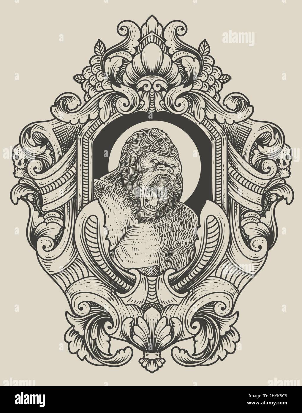 Gorilla engraving Stock Vector Images - Alamy
