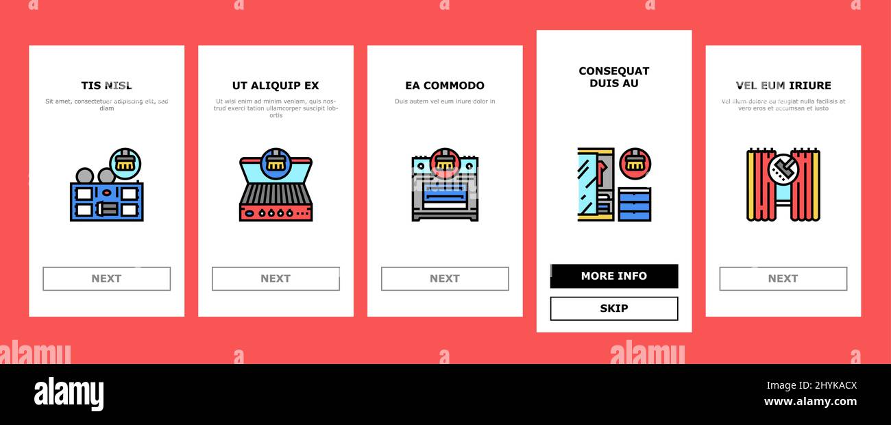 Cleaning Building And Equipment Onboarding Icons Set Vector Stock ...