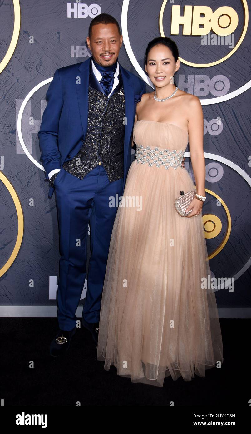 Terrence Howard and Mira Pak attending the 2019 HBO Emmy Party held at ...