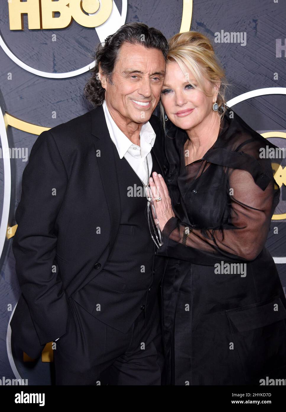 Ian McShane and Gwen Humble attending the 2019 HBO Emmy Party held at ...