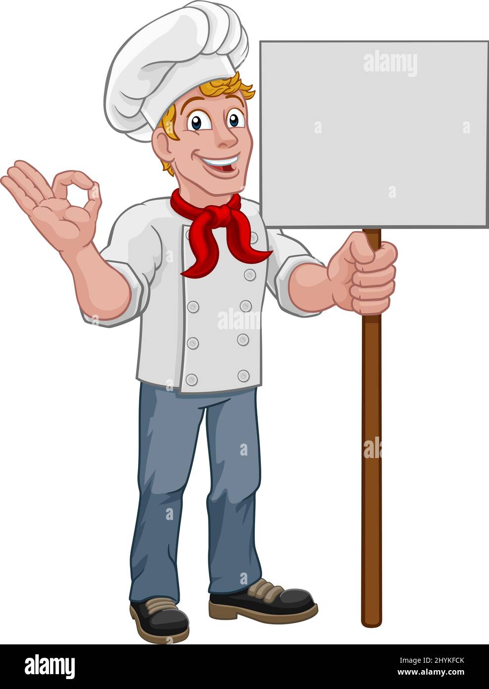 Chef Cook Baker Man Cartoon Holding Sign Stock Vector Image & Art - Alamy