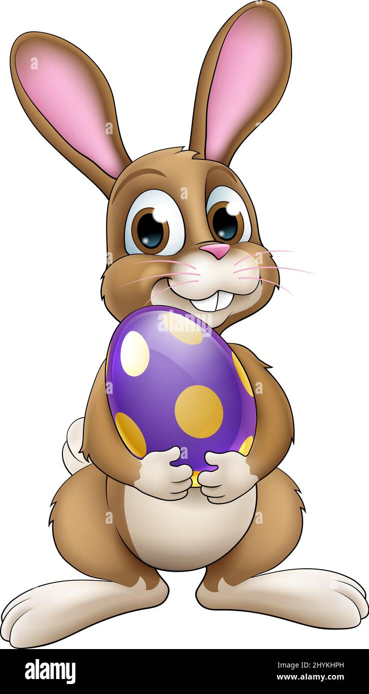 Easter Bunny Rabbit With Easter Egg Cartoon Stock Vector Image & Art ...