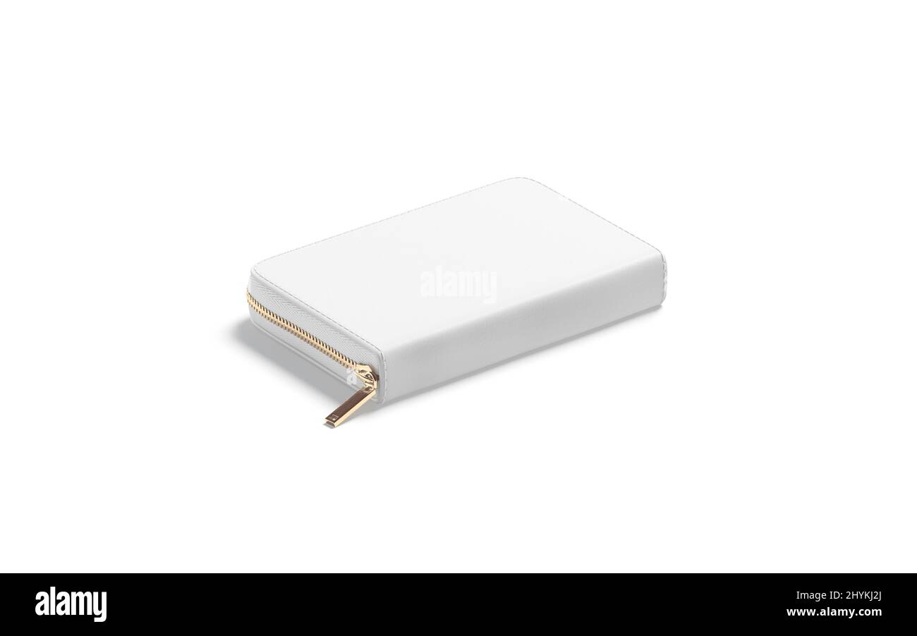 Blank white small money wallet mockup lying, side view Stock Photo - Alamy