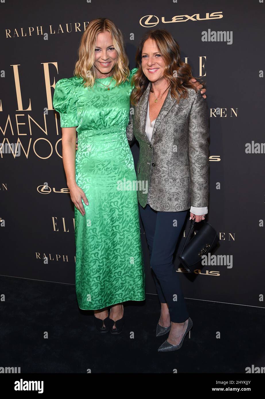 Maria Bello and Cathy Schulman attending at the ELLE Women In Hollywood ...