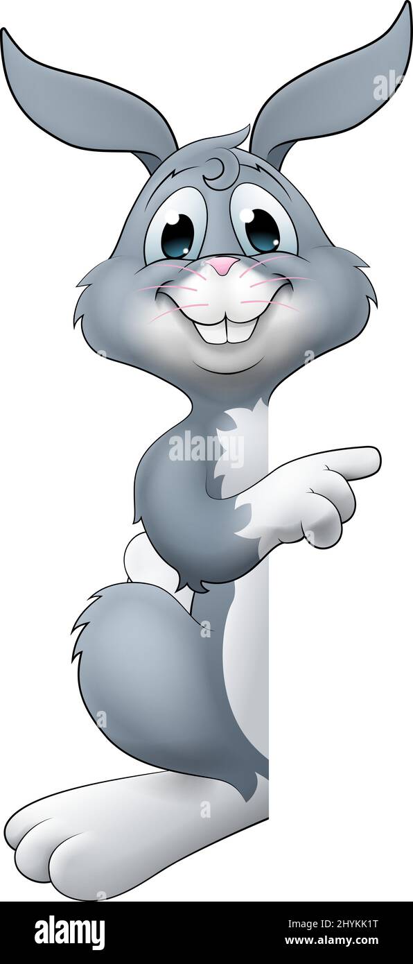 Easter Bunny Rabbit Cartoon Character Peeking Sign Stock Vector Image ...