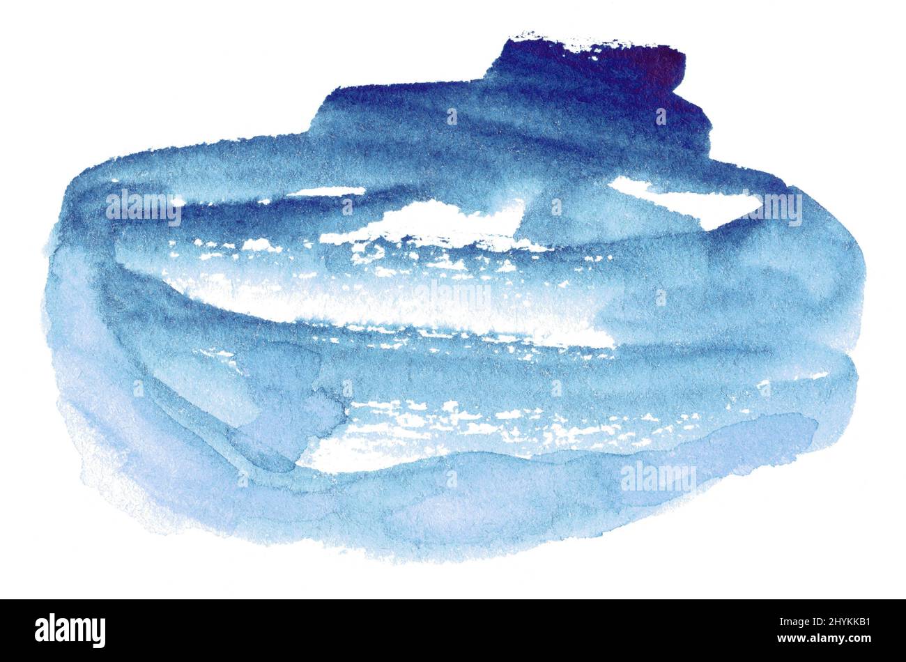 Abstract blue watercolor shape. Watercolor hand drawn shape isolated on ...