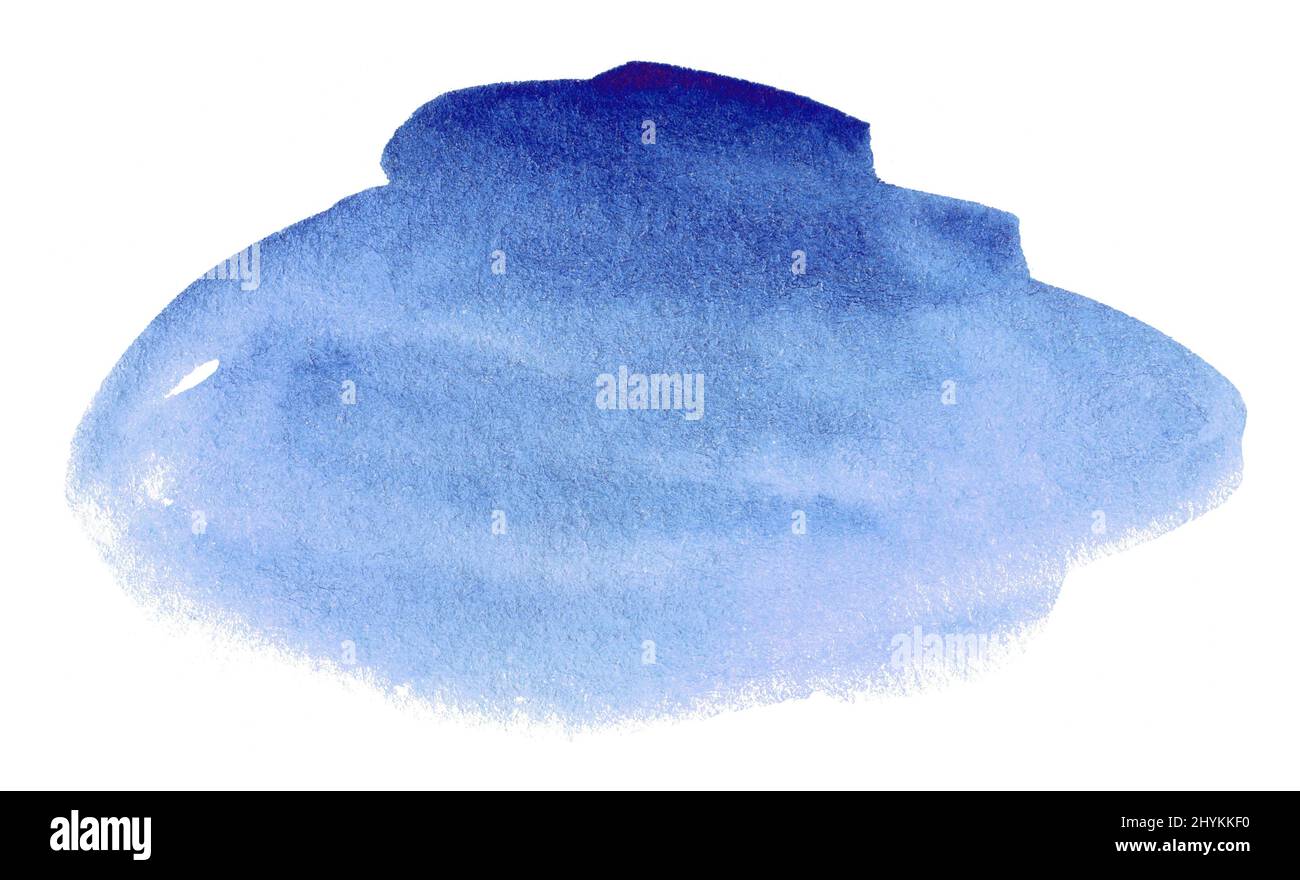 Abstract blue watercolor shape. Watercolor hand drawn shape isolated on ...