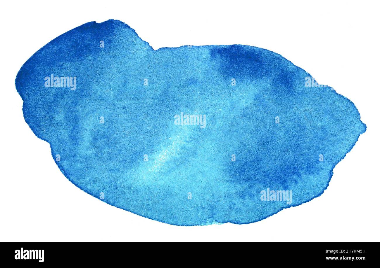 Abstract blue watercolor shape. Watercolor hand drawn shape isolated on ...
