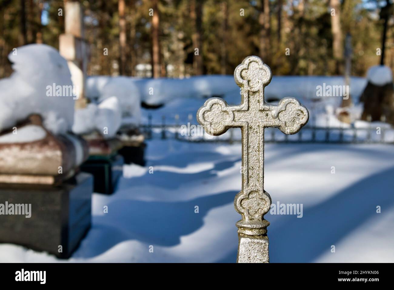 Christian cross on fence hi-res stock photography and images - Alamy