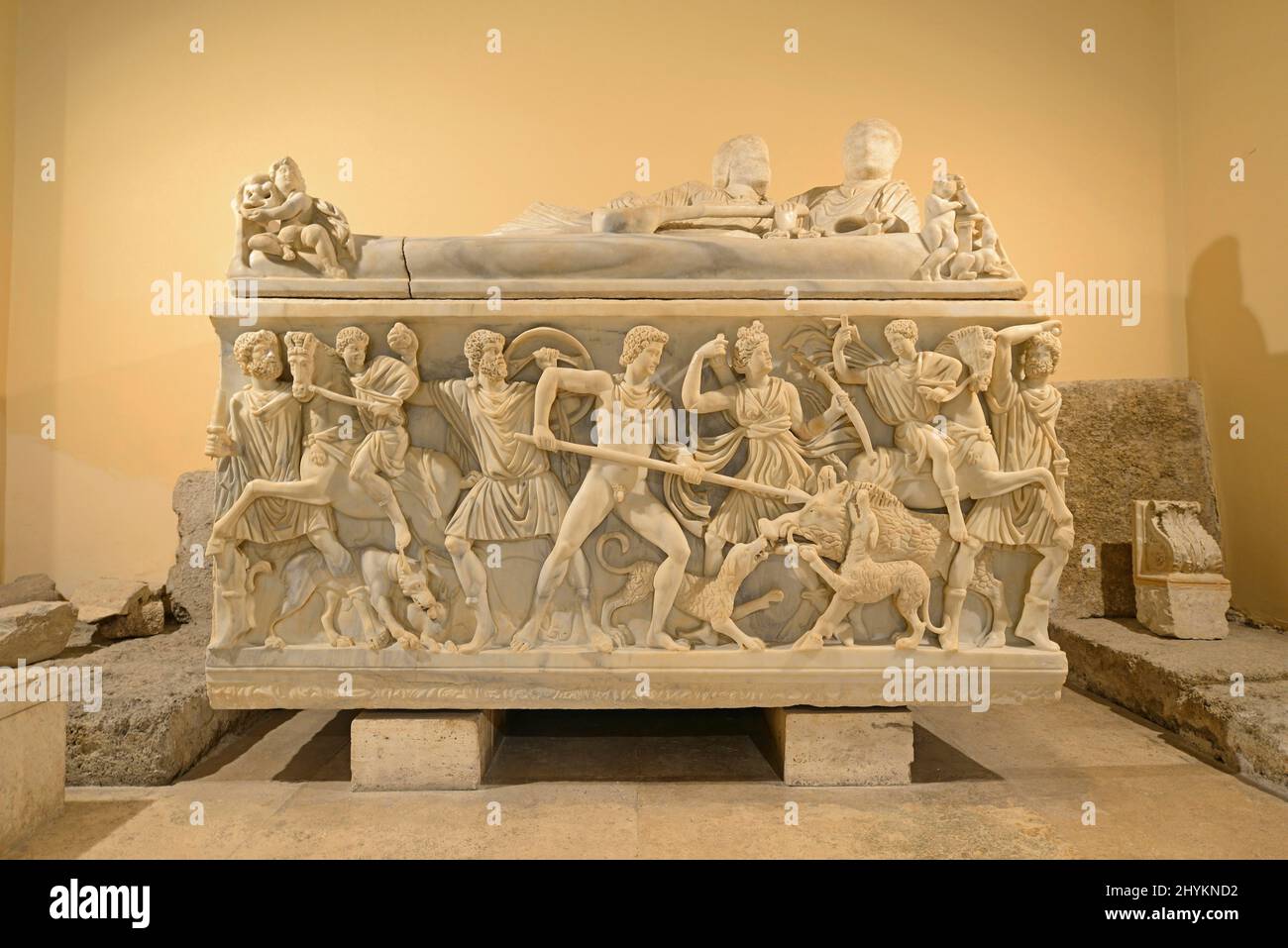 Marble sarcophagus in the Capitoline Museum, Rome, Italy Stock Photo ...