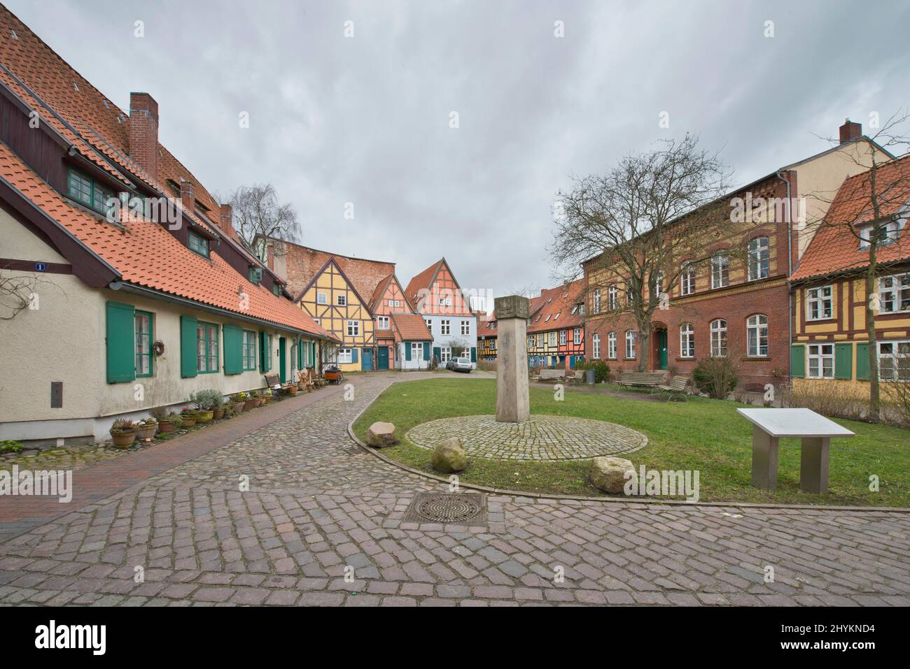 Half-timbered houses at Johanniskloster, Hanseatic City of Stralsund ...
