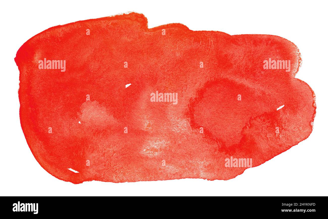 Abstract red watercolor shape. Watercolor hand drawn stain isolated on ...
