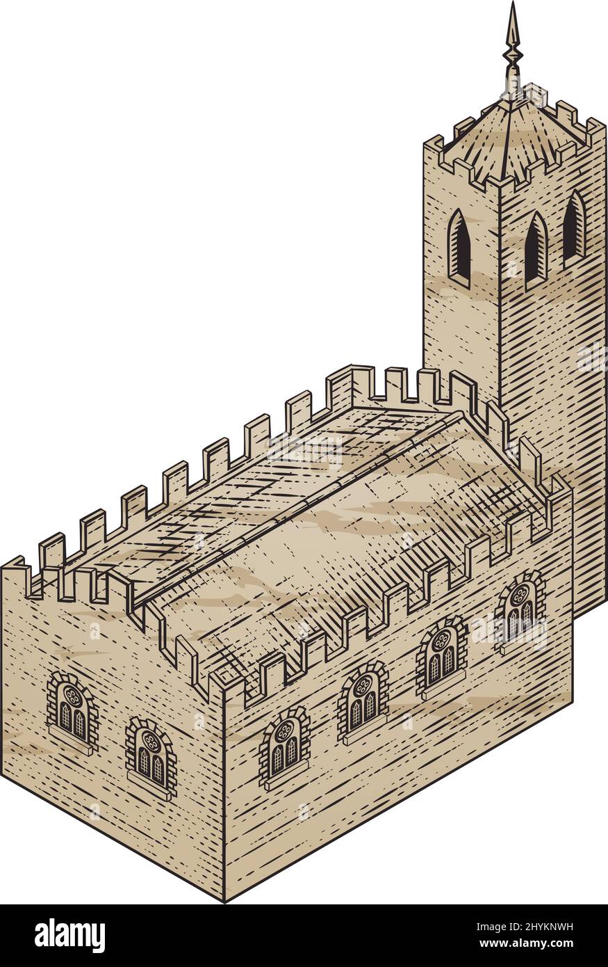 Medieval Building Map Icon Vintage Illustration Stock Vector Image ...