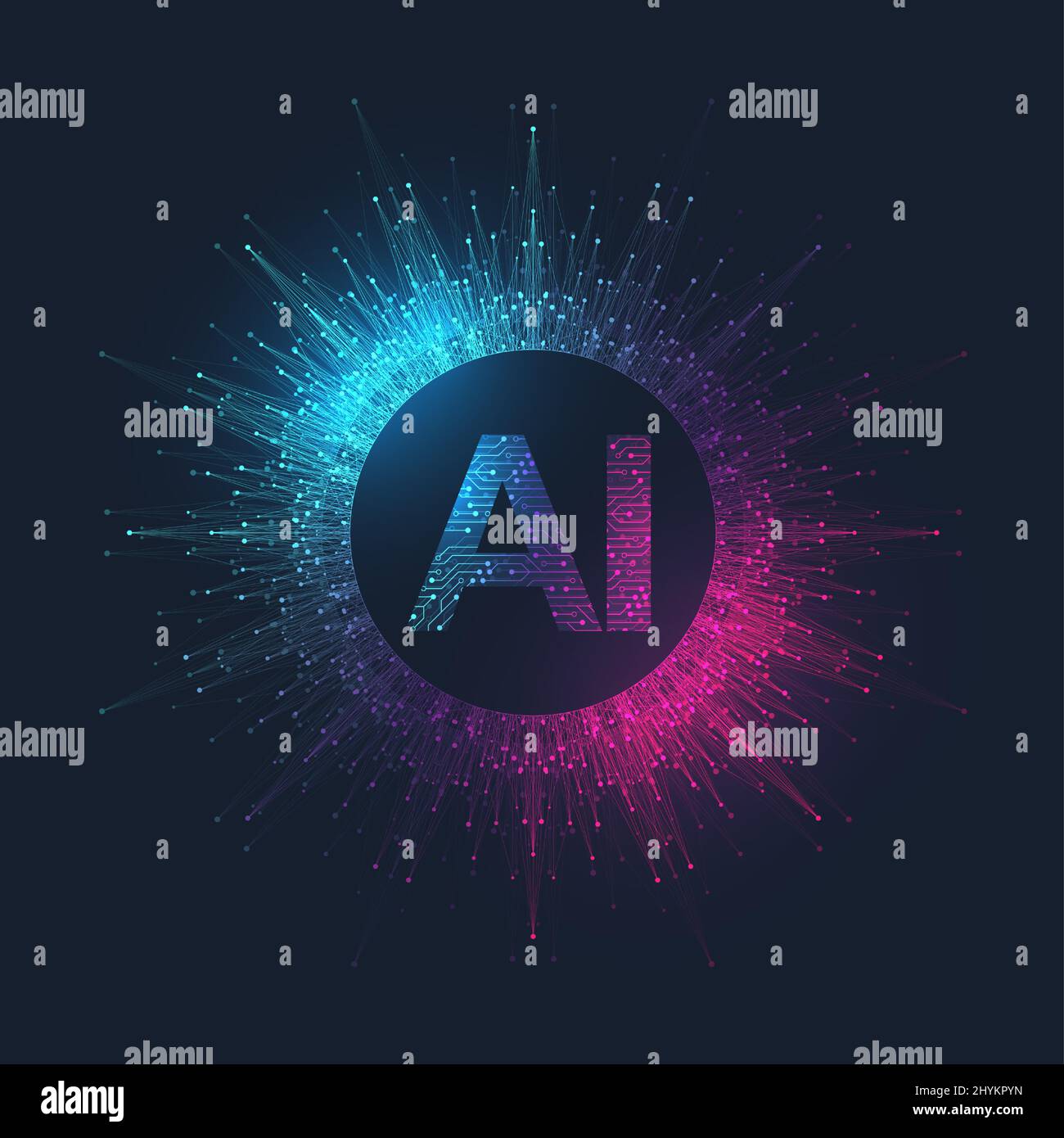 Artificial Intelligence Logo Plexus effect. Future Tech Logo AI. Artificial Intelligence and ...