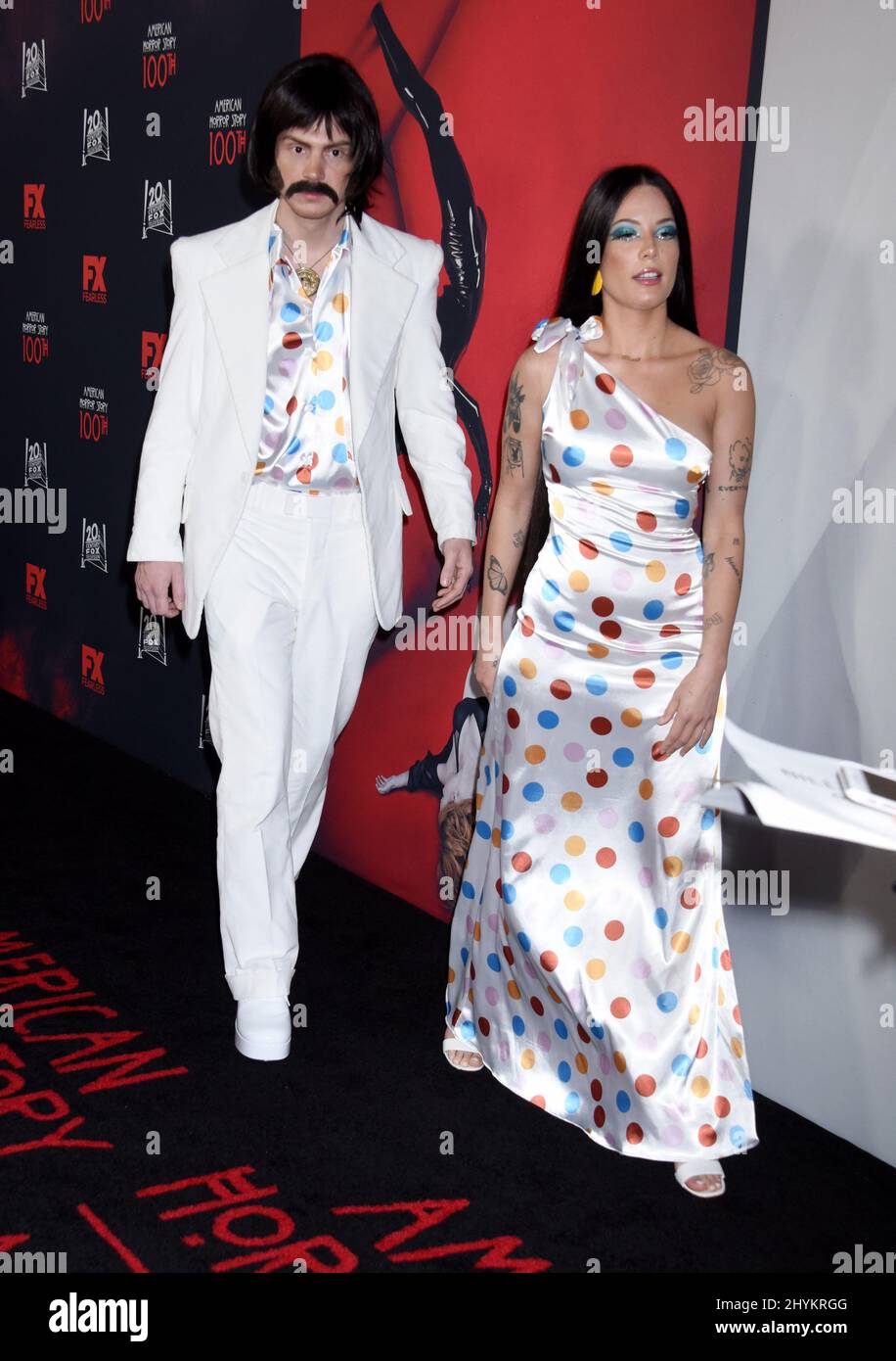 Evan Peters and Halsey at FX's "American Horror Story" 100 Episodes ...