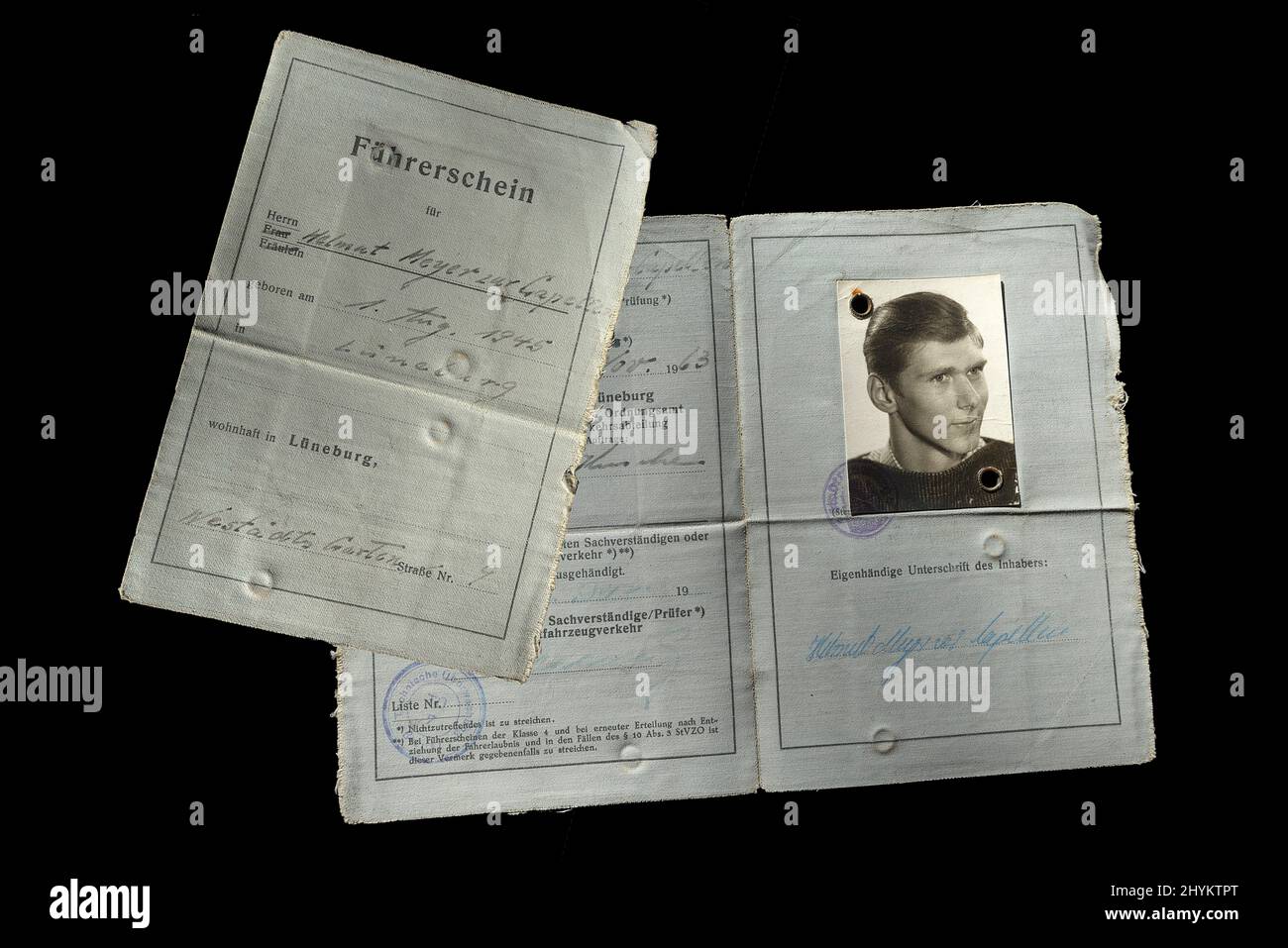 Old driving licence from 1963 on black background, Bavaria, Germany ...