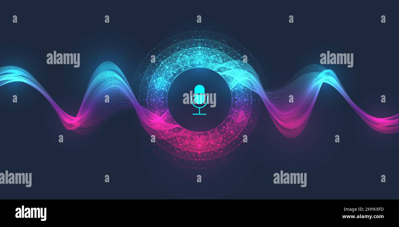 Voice assistant concept. Vector sound wave. Voice and sound recognition ...
