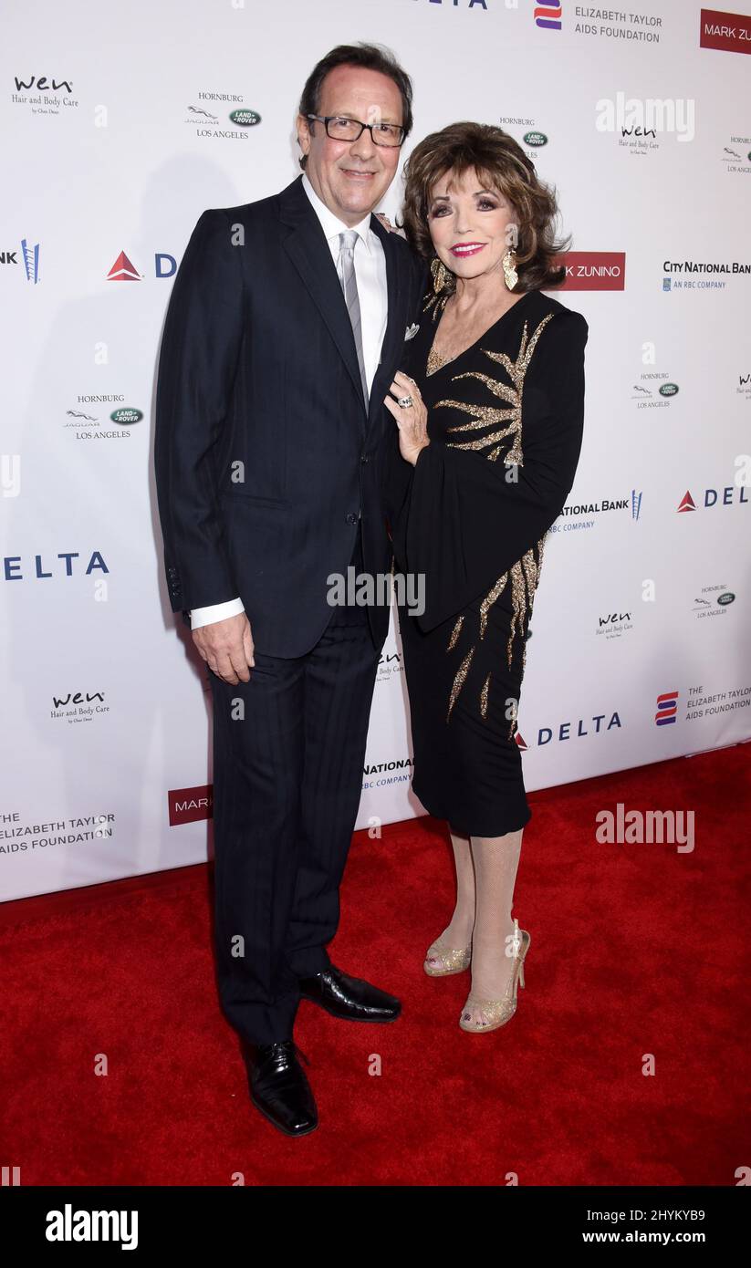 Joan Collins and Percy Gibson attending the Elizabeth Taylor AIDS ...