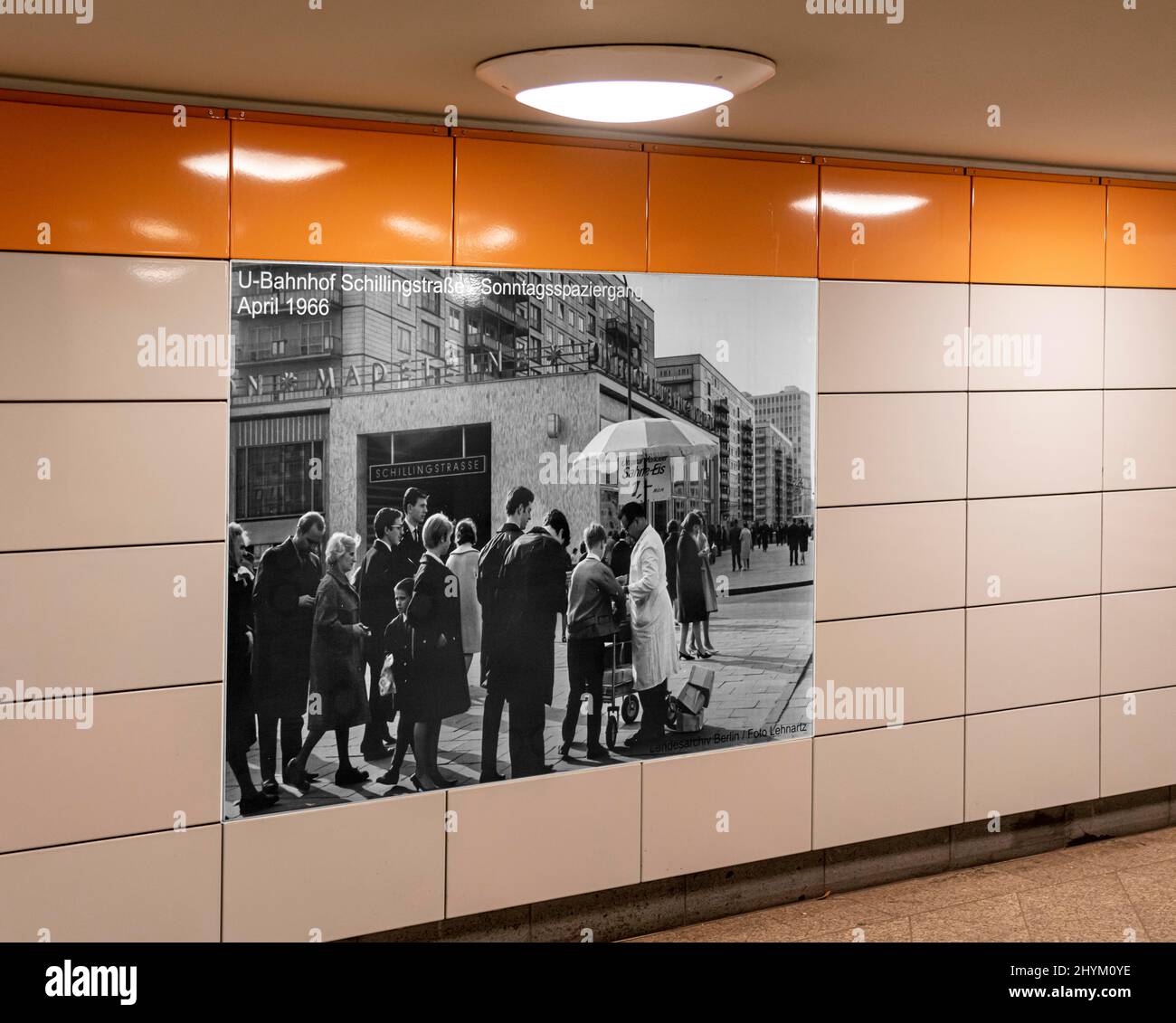 Historic murals on the tiles in the U train station Schillingstrasse ...
