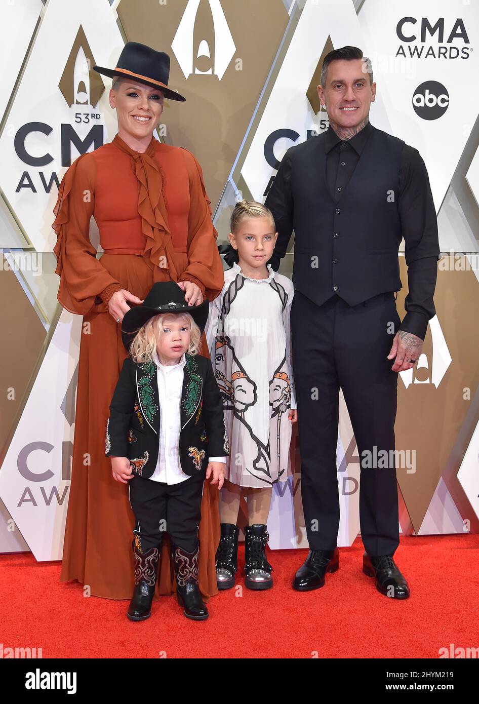 Pink, Cary Hart, Willow Sage Hart and Jameson Hart arriving to the 53rd ...