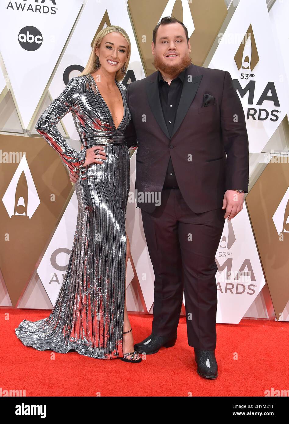 Luke Combs and Nicole Hocking arriving to the 53rd Annual CMA Awards ...