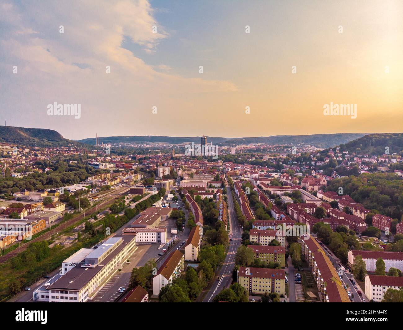 Aerial view of the university town of Jena, Jena, Thuringia, Germany ...