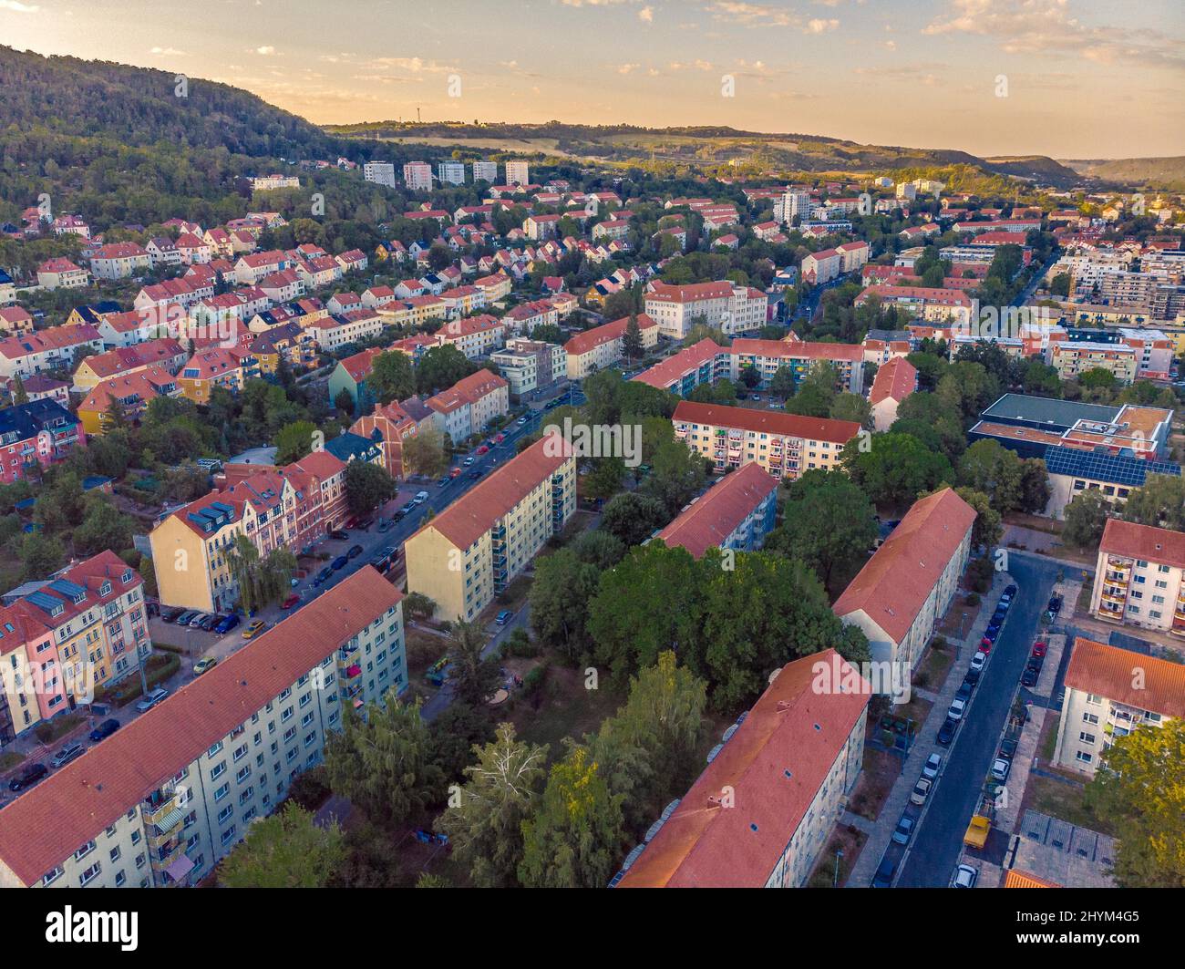 Aerial view of the university town of Jena, Jena, Thuringia, Germany ...