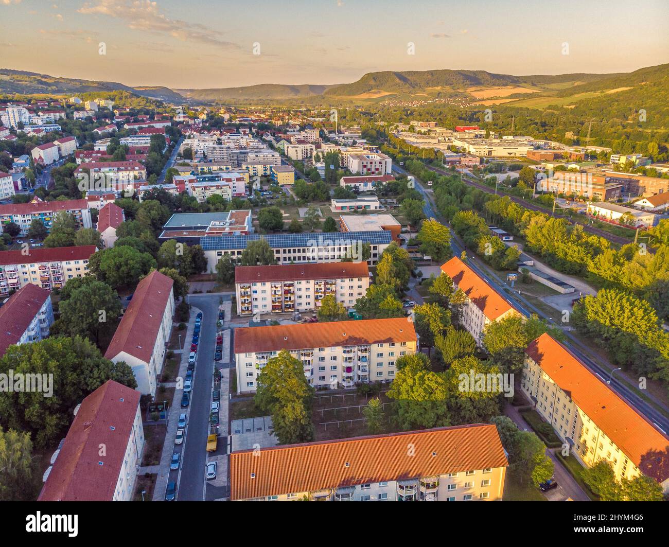 Aerial view of the university town of Jena, Jena, Thuringia, Germany ...