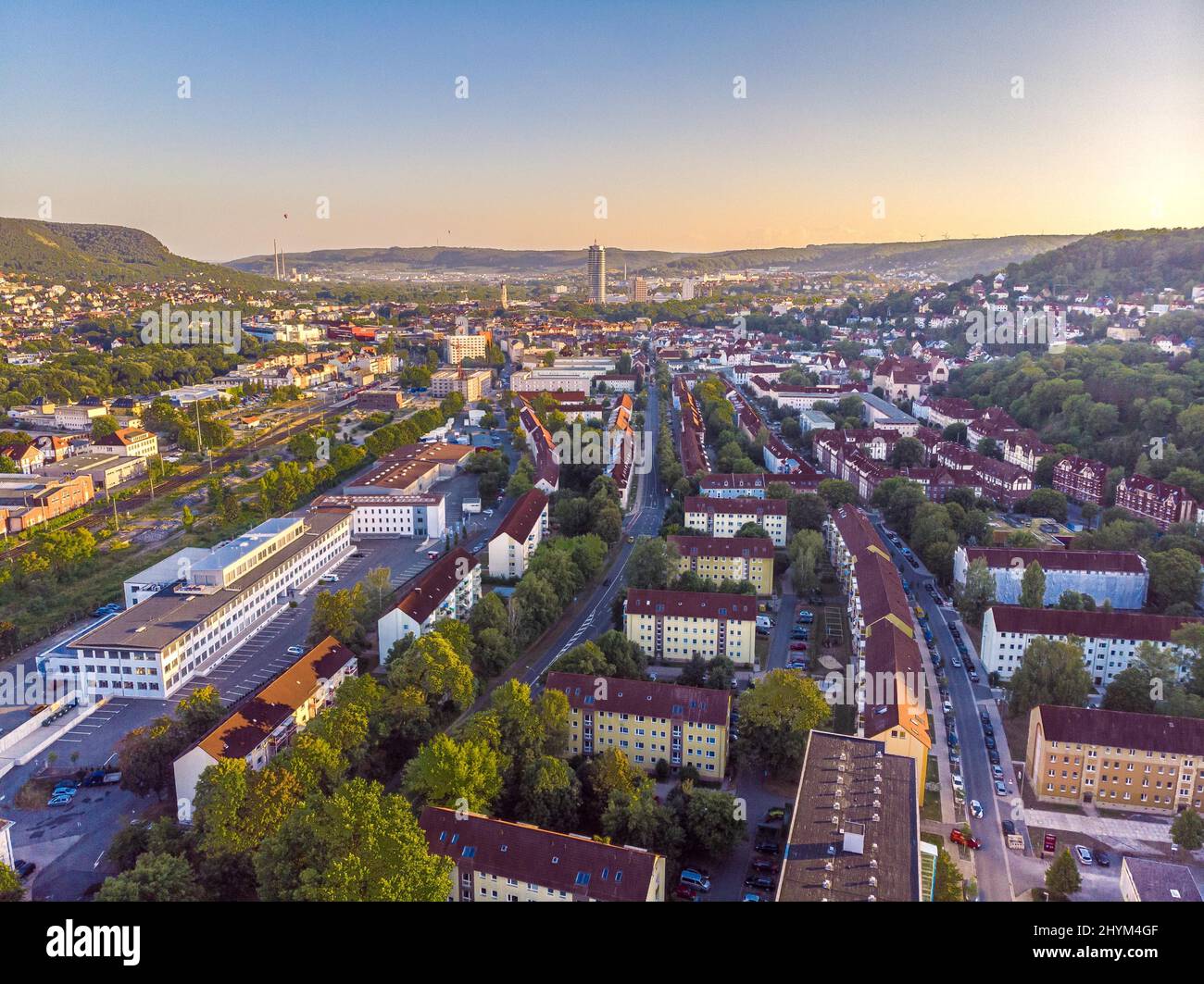 Aerial view of the university town of Jena, Jena, Thuringia, Germany ...