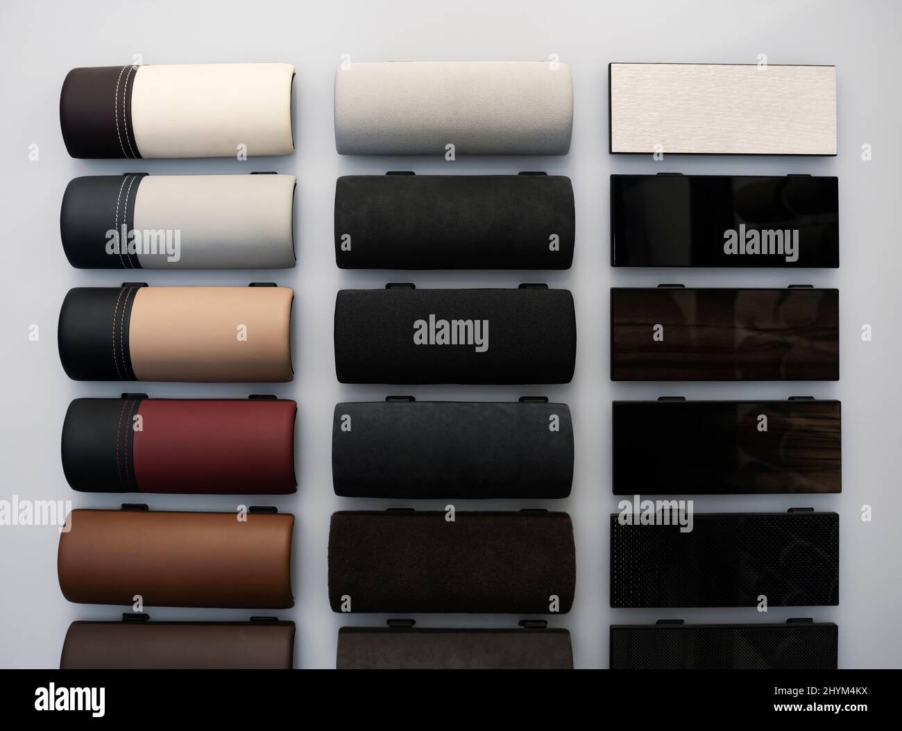 Samples of interior trim of a modern car with leather Stock Photo - Alamy