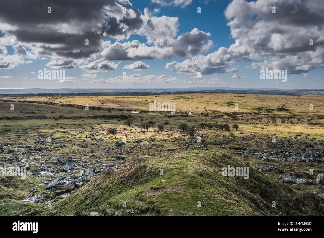 The spectacular view from the top of Stowes Hill over the rugged ...